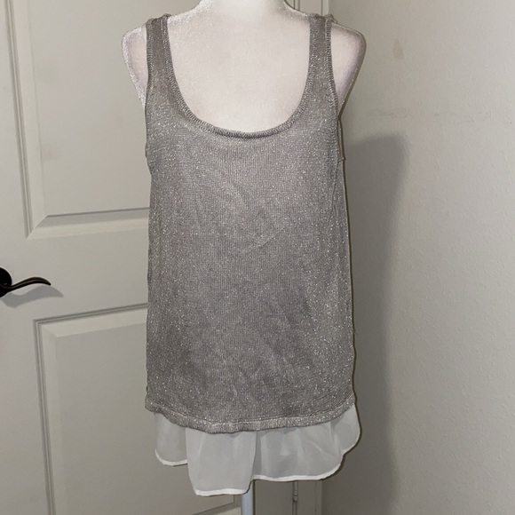 AB Studio | Tops | Used Ab Studio Soft Shiny Silver Knitted Tank Top ...